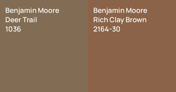 Benjamin Moore Deer Trail vs. Benjamin Moore Rich Clay Brown comparison