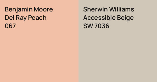Benjamin Moore Del Ray Peach vs. Sherwin Williams Accessible Beige ...