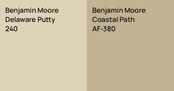 Benjamin Moore Delaware Putty vs. Benjamin Moore Coastal Path comparison