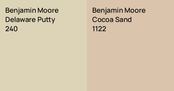 Benjamin Moore Delaware Putty vs. Benjamin Moore Cocoa Sand comparison