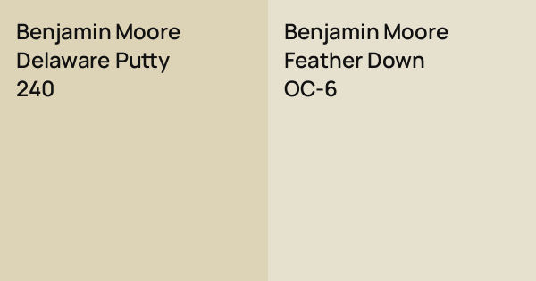 Benjamin Moore Delaware Putty vs. Benjamin Moore Feather Down comparison