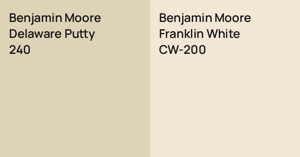 Benjamin Moore Delaware Putty vs. Benjamin Moore Franklin White comparison