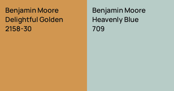 Benjamin Moore Delightful Golden vs. Benjamin Moore Heavenly Blue ...