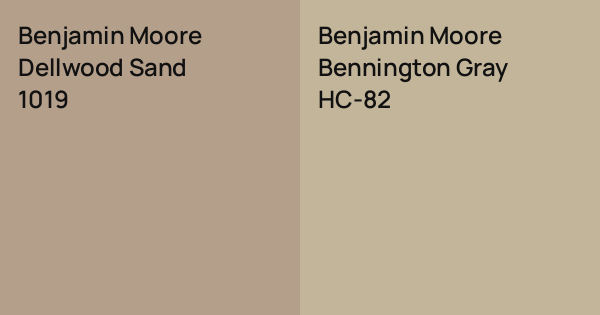 Benjamin Moore Dellwood Sand vs. Benjamin Moore Bennington Gray comparison