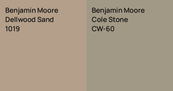 Benjamin Moore Dellwood Sand vs. Benjamin Moore Cole Stone comparison