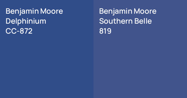 Benjamin Moore Delphinium vs. Benjamin Moore Southern Belle comparison