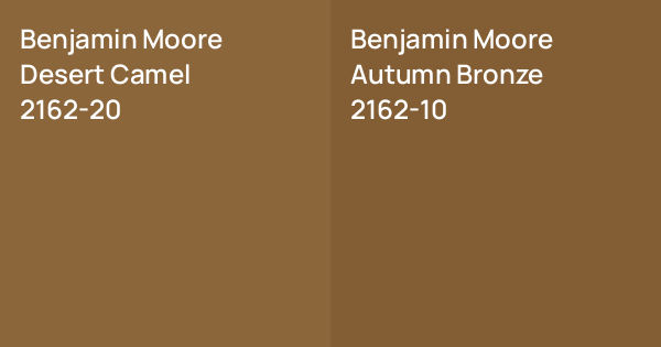 Benjamin Moore Desert Camel vs. Benjamin Moore Autumn Bronze comparison