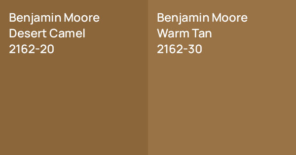 Benjamin Moore Desert Camel vs. Benjamin Moore Warm Tan comparison