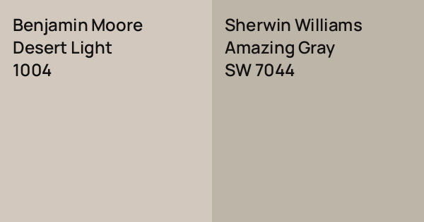 Benjamin Moore Desert Light vs. Sherwin Williams Amazing Gray comparison