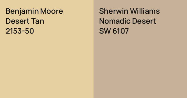 Benjamin Moore Desert Tan vs. Sherwin Williams Nomadic Desert comparison