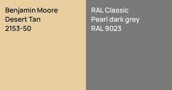 Benjamin Moore Desert Tan vs. RAL Classic Pearl dark grey comparison