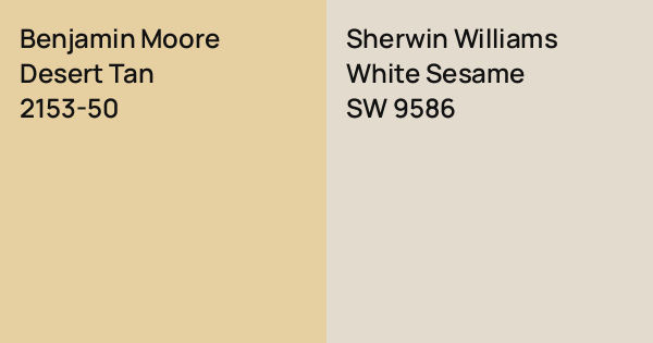 Benjamin Moore Desert Tan vs. Sherwin Williams White Sesame comparison