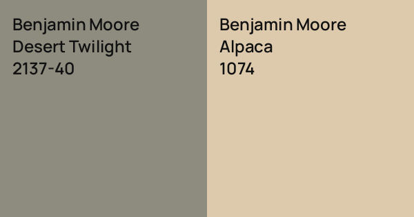 Benjamin Moore Desert Twilight vs. Benjamin Moore Alpaca comparison