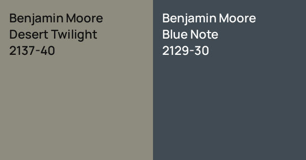 Benjamin Moore Desert Twilight vs. Benjamin Moore Blue Note comparison