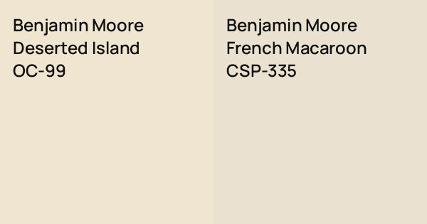 Benjamin Moore Deserted Island vs. Benjamin Moore French Macaroon ...