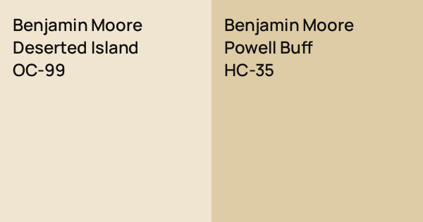 Benjamin Moore Deserted Island vs. Benjamin Moore Powell Buff comparison