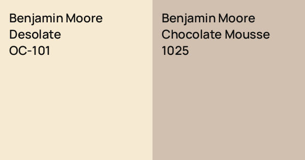 Benjamin Moore Desolate vs. Benjamin Moore Chocolate Mousse comparison