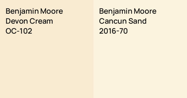 Benjamin Moore Devon Cream vs. Benjamin Moore Cancun Sand comparison