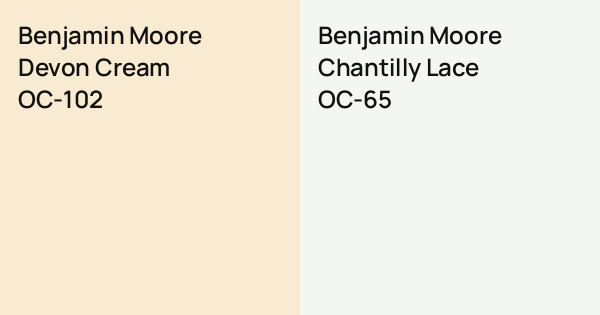 Benjamin Moore Devon Cream vs. Benjamin Moore Chantilly Lace comparison
