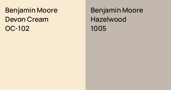 Benjamin Moore Devon Cream vs. Benjamin Moore Hazelwood comparison