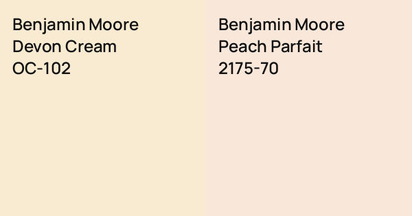 Benjamin Moore Devon Cream vs. Benjamin Moore Peach Parfait comparison