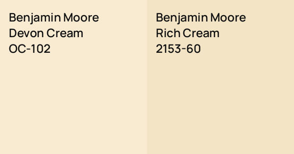 Benjamin Moore Devon Cream vs. Benjamin Moore Rich Cream comparison