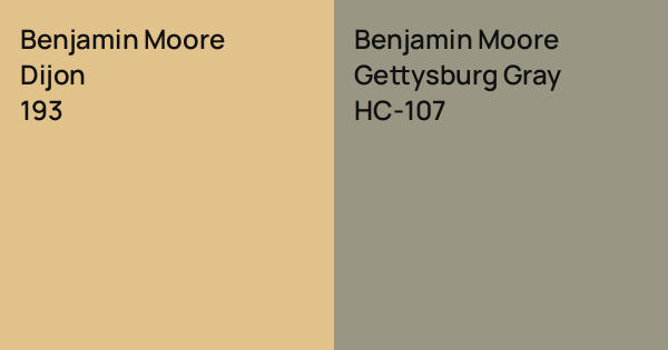 Benjamin Moore Dijon vs. Benjamin Moore Gettysburg Gray comparison
