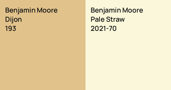 Benjamin Moore Dijon vs. Benjamin Moore Pale Straw comparison