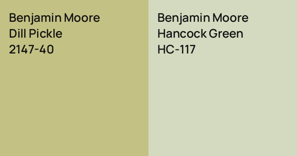 Benjamin Moore Dill Pickle vs. Benjamin Moore Hancock Green comparison