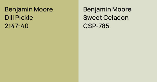 Benjamin Moore Dill Pickle vs. Benjamin Moore Sweet Celadon comparison