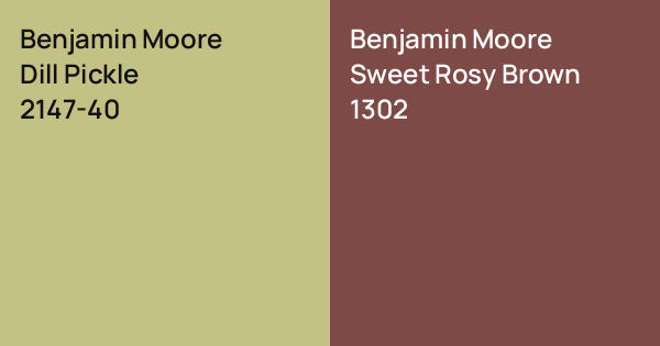 Benjamin Moore Dill Pickle vs. Benjamin Moore Sweet Rosy Brown comparison