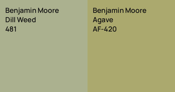 Benjamin Moore Dill Weed vs. Benjamin Moore Agave comparison
