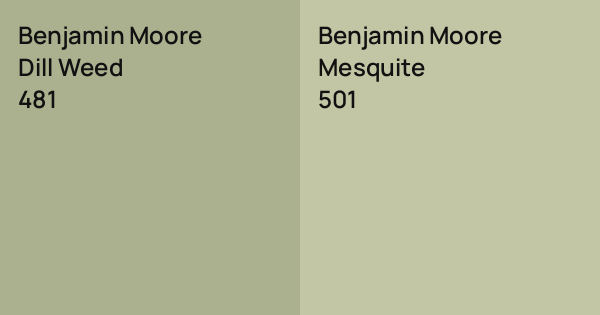 Benjamin Moore Dill Weed vs. Benjamin Moore Mesquite comparison