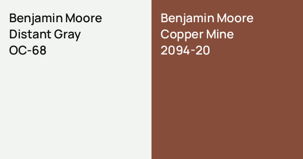 Benjamin Moore Distant Gray vs. Benjamin Moore Copper Mine comparison