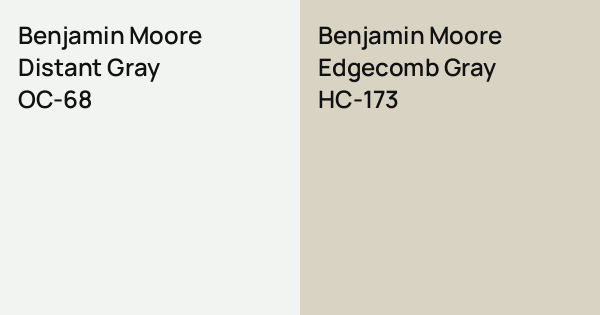 Benjamin Moore Distant Gray vs. Benjamin Moore Edgecomb Gray comparison