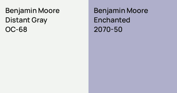 Benjamin Moore Distant Gray vs. Benjamin Moore Enchanted comparison