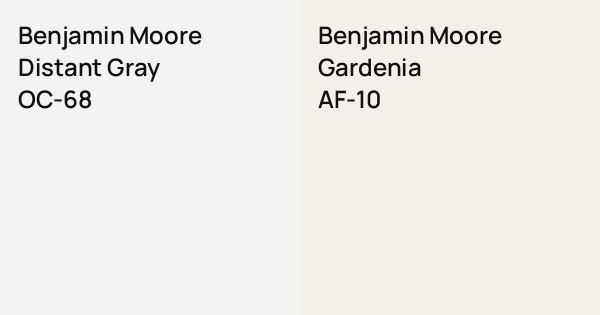 Benjamin Moore Distant Gray vs. Benjamin Moore Gardenia comparison