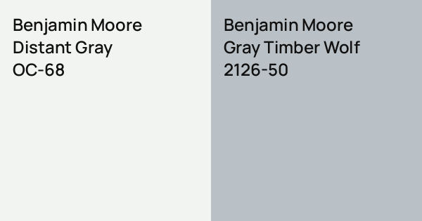 Benjamin Moore Distant Gray vs. Benjamin Moore Gray Timber Wolf comparison