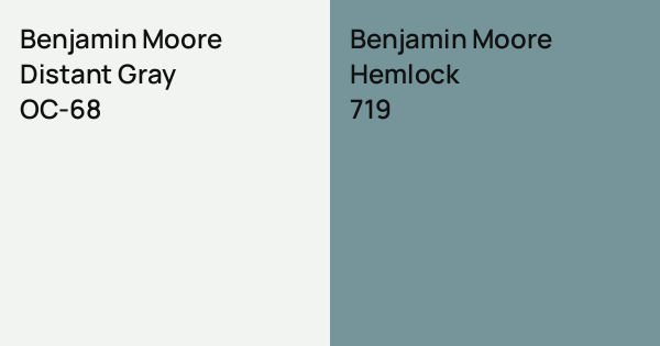 Benjamin Moore Distant Gray vs. Benjamin Moore Hemlock comparison