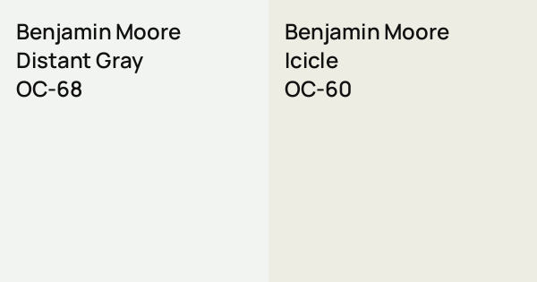 Benjamin Moore Distant Gray vs. Benjamin Moore Icicle comparison