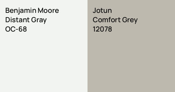 Benjamin Moore Distant Gray vs. Jotun Comfort Grey comparison