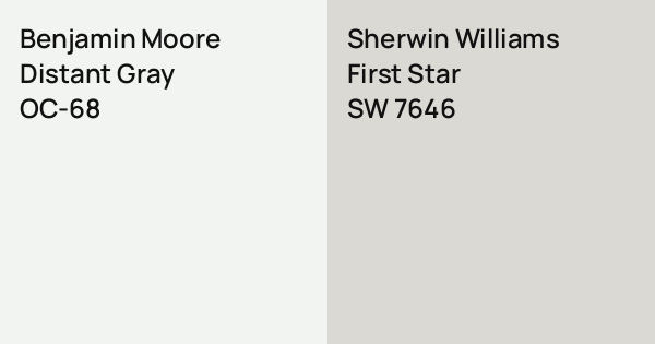 Benjamin Moore Distant Gray vs. Sherwin Williams First Star comparison