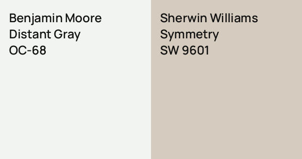 Benjamin Moore Distant Gray vs. Sherwin Williams Symmetry comparison
