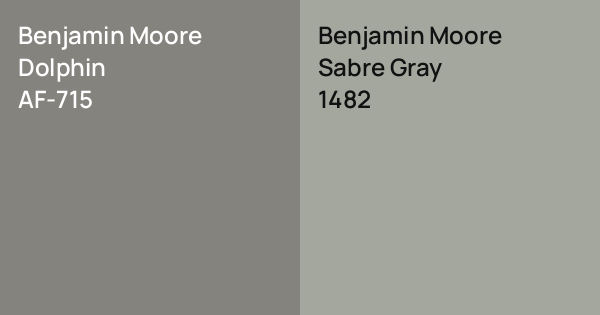 Benjamin Moore Dolphin vs. Benjamin Moore Sabre Gray comparison