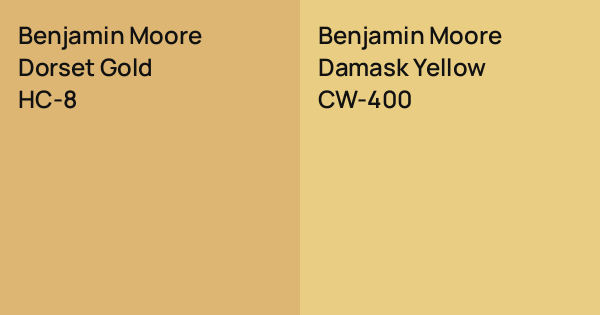 Benjamin Moore Dorset Gold vs. Benjamin Moore Damask Yellow comparison