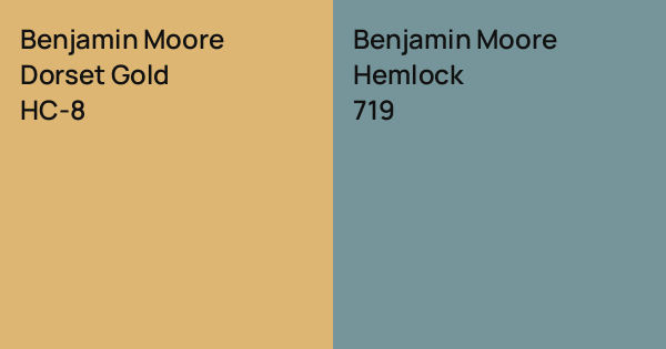 Benjamin Moore Dorset Gold vs. Benjamin Moore Hemlock comparison