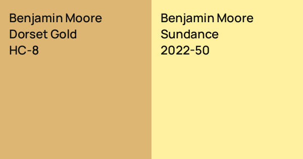 Benjamin Moore Dorset Gold vs. Benjamin Moore Sundance comparison