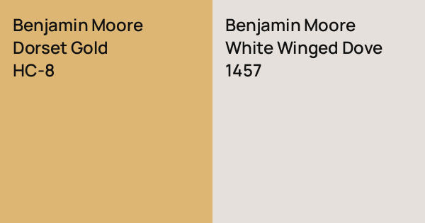 Benjamin Moore Dorset Gold vs. Benjamin Moore White Winged Dove comparison