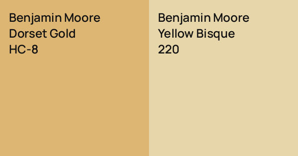 Benjamin Moore Dorset Gold vs. Benjamin Moore Yellow Bisque comparison
