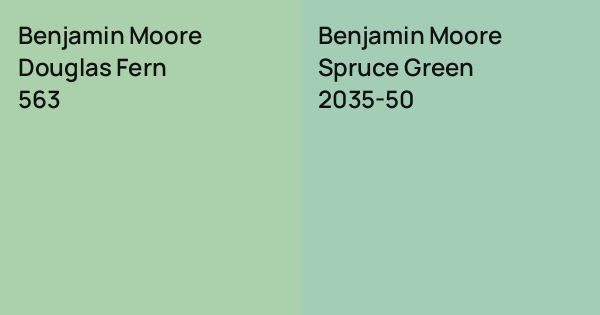 Benjamin Moore Douglas Fern vs. Benjamin Moore Spruce Green comparison